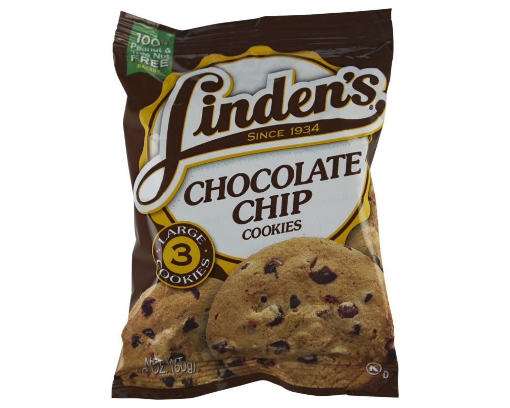 Linden's Chocolate Chip Cookies, 3 Cookies Per Pack, 18 Packs Per Box ...